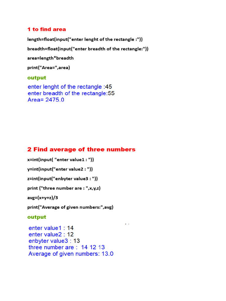 Python Programs for Basic Calculations | PDF | String (Computer Science ...