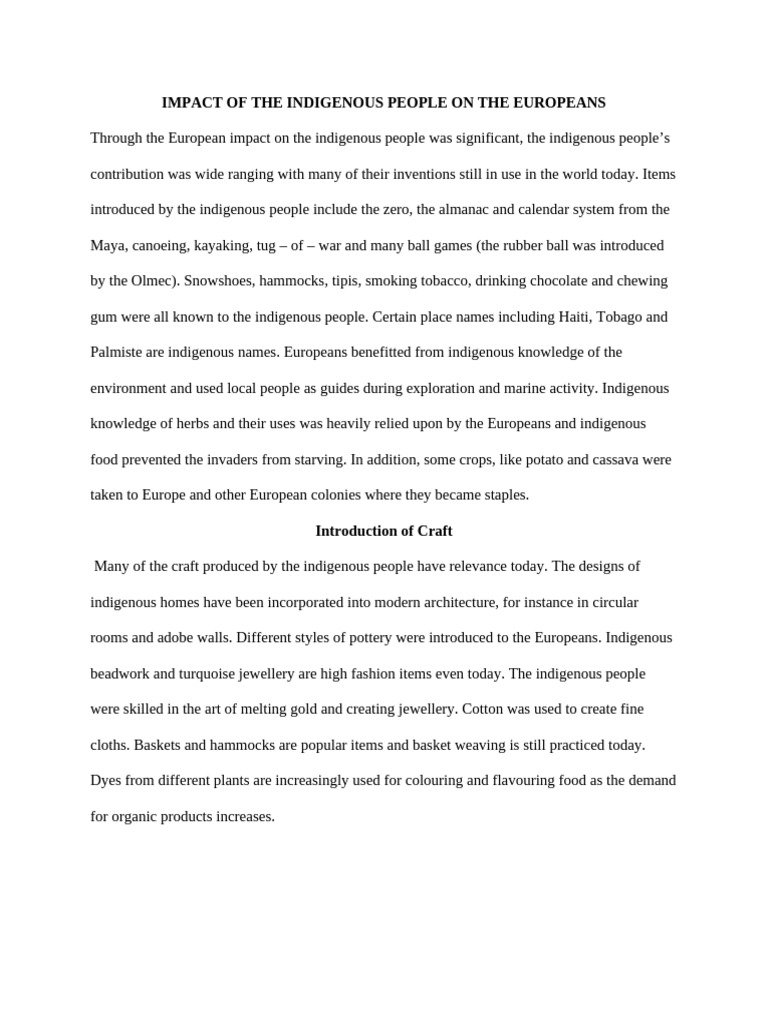 IMPACT OF THE INDIGENOUS PEOPLE ON THE EUROPEANS Week 2 | PDF | Maize ...