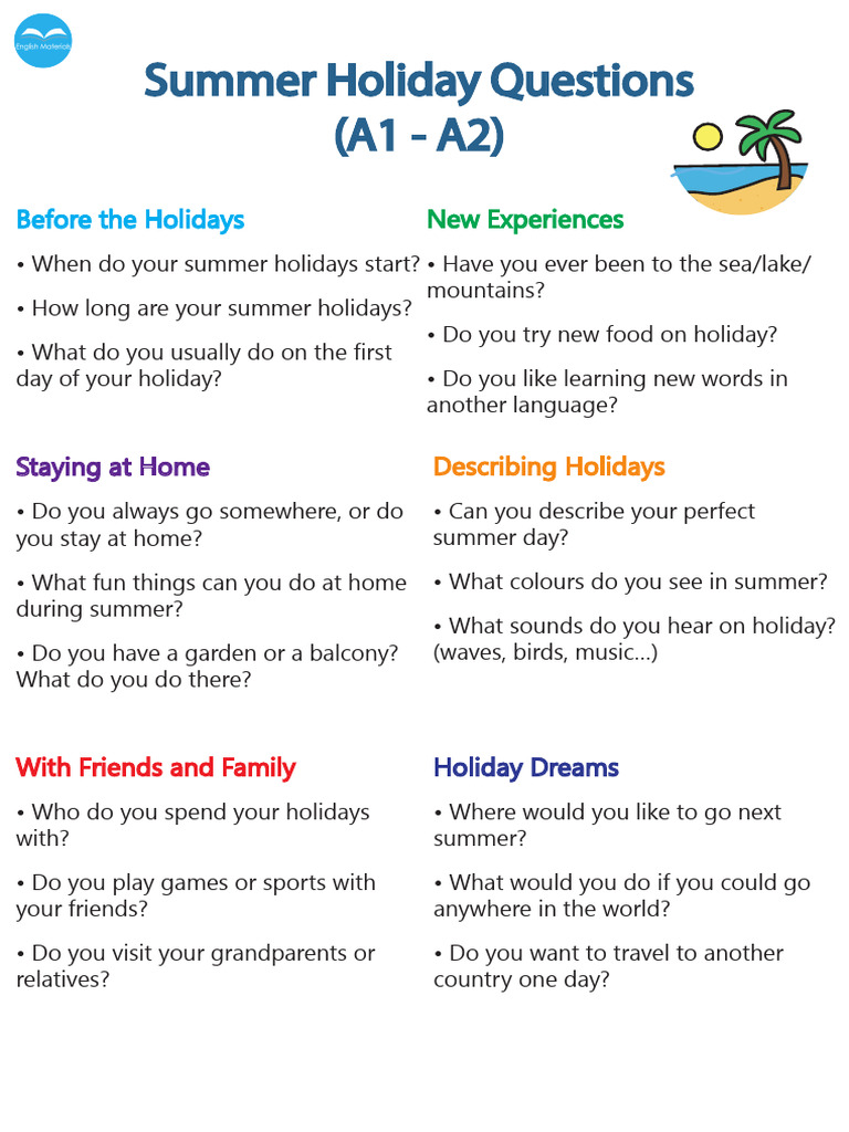 Summer Holiday Conversation Questions | PDF
