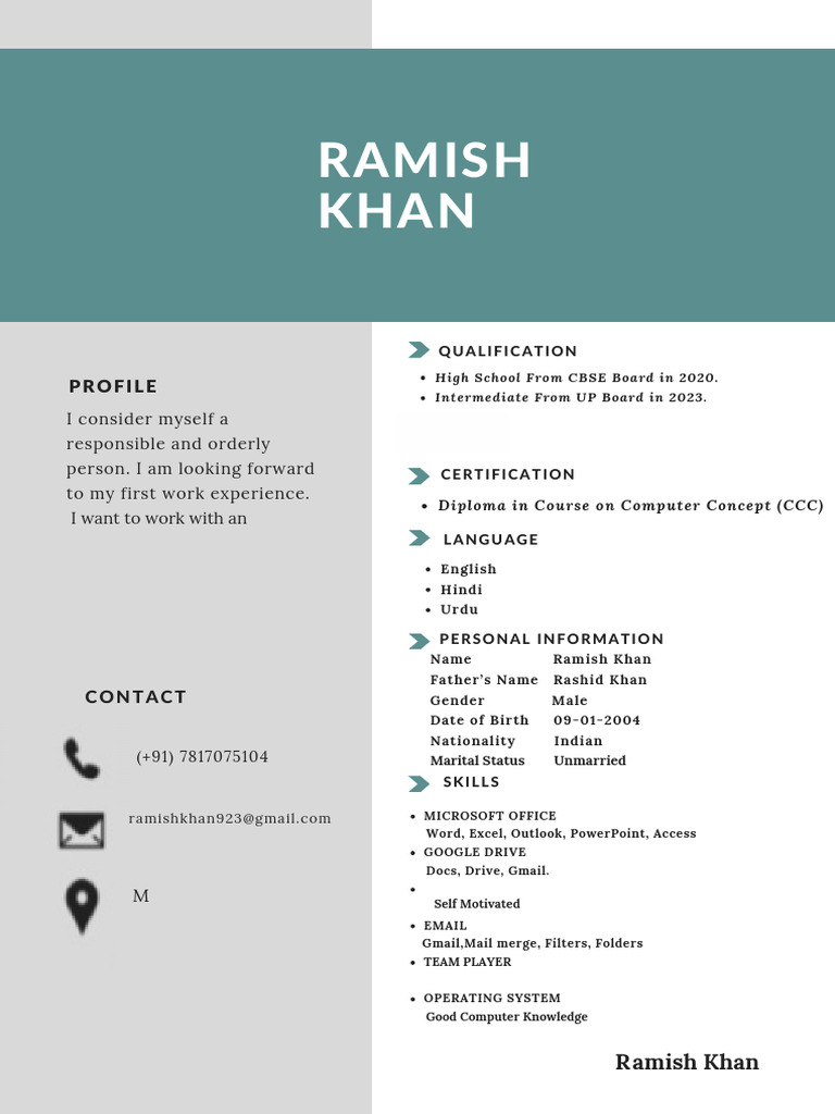 Ramish Khan CV | PDF