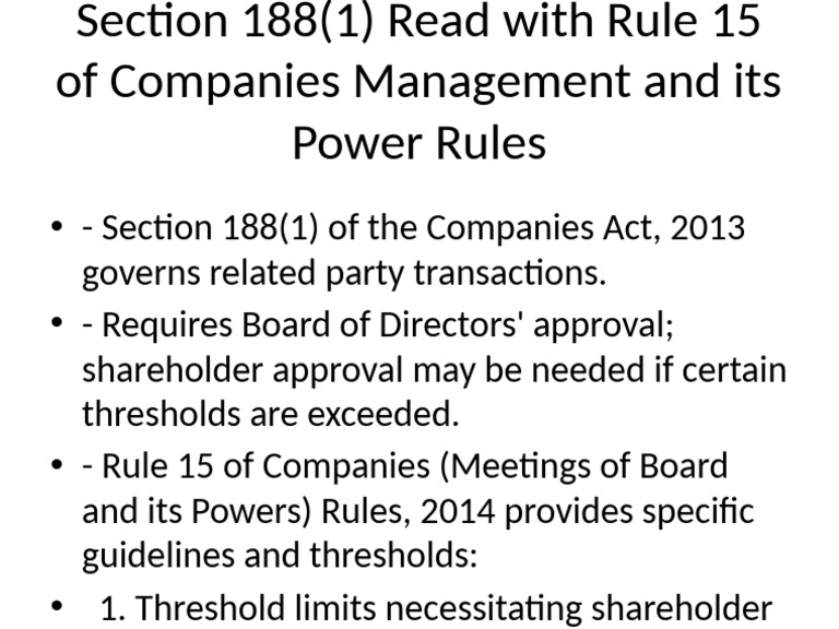 Section 188 Companies Act Rule 15 | PDF