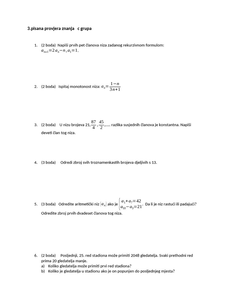 3.pisana Provjera Znanja C Grupa 4.r | PDF