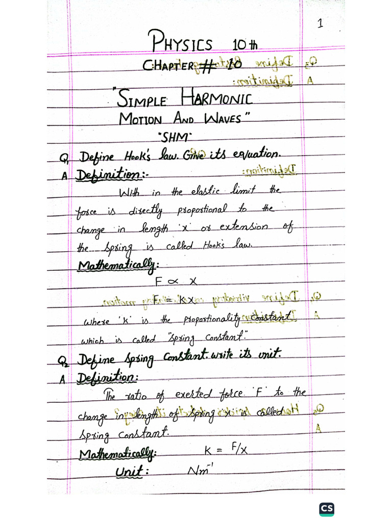 Physics Notes 10th Written by Sir Waqas Khan | PDF