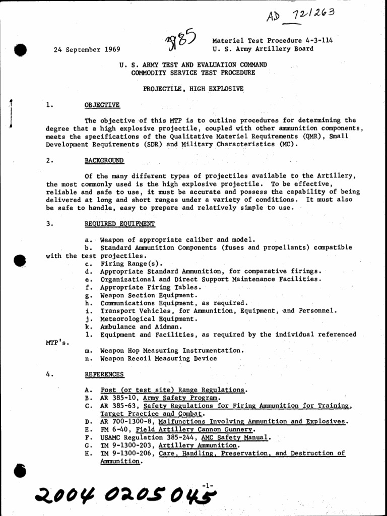 High Explosive Projectile Testing Guide | PDF | Ammunition ...