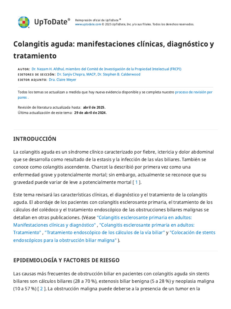 Colangitis Aguda: Diagnóstico y Tratamiento | PDF | Abdomen | Sistema ...