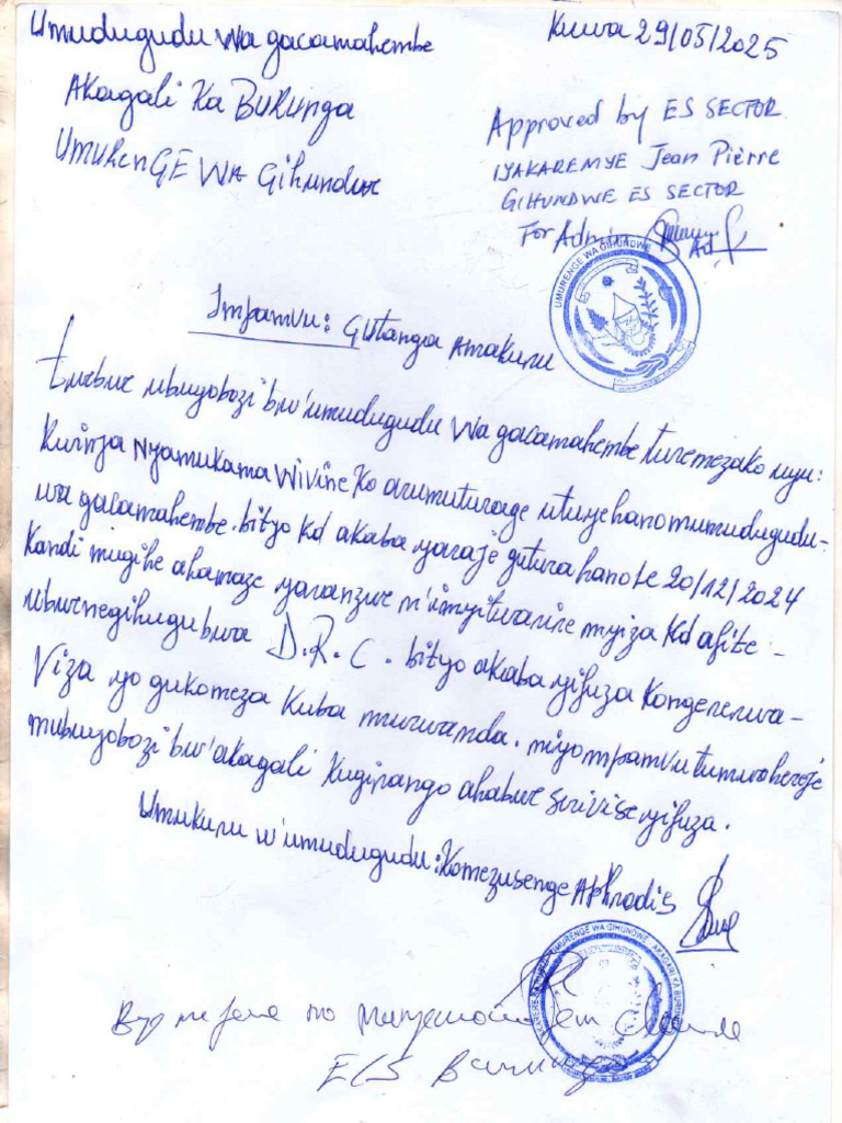 Kwinja Wivine Letter of Cell20250529 - 10114607 | PDF