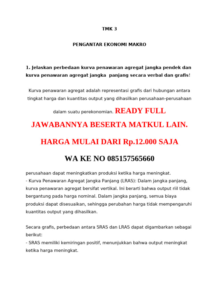 TMK 3 Pengantar Ekonomi Makroo | PDF