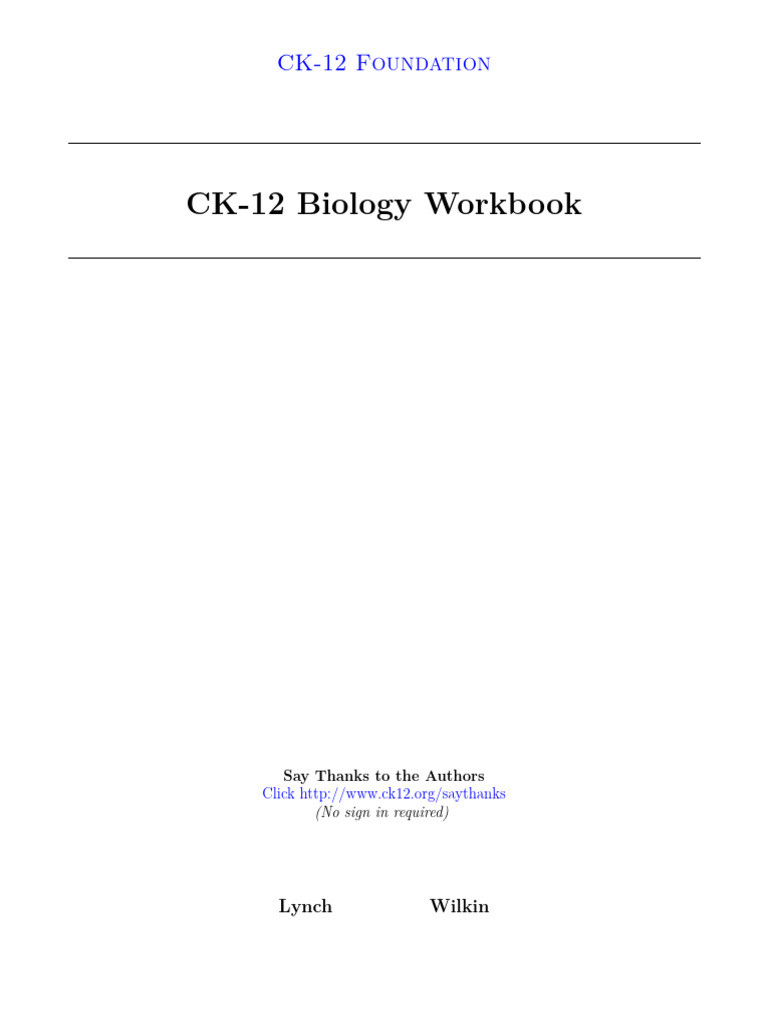 CK-12 Biology Workbook Overview | PDF | Chemical Reactions | Biochemistry