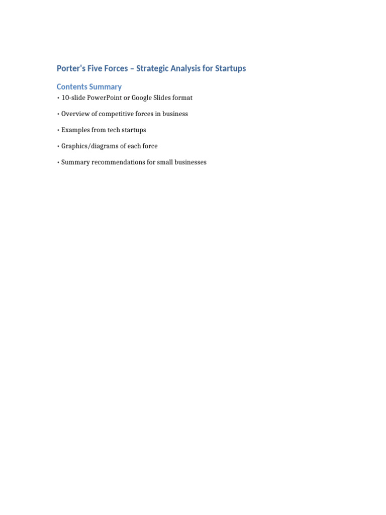 Porter's Five Forces - Strategic Analysis For Startups | PDF
