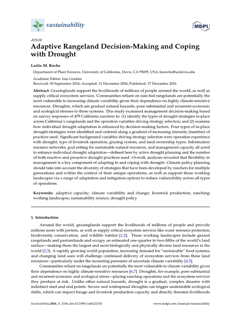 Adaptive Rangeland Decision-Making and Coping with drought | PDF | Regression Analysis ...