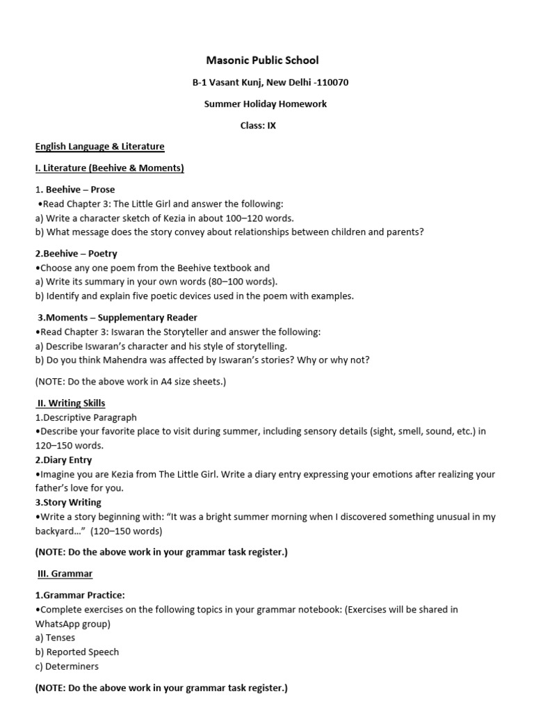 Class 9 Summer Vacation HHW 2025-26 | PDF | Speed | Acceleration