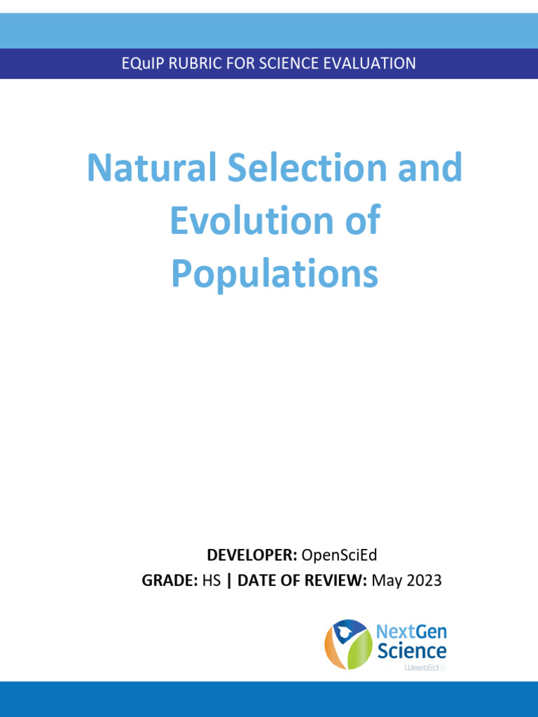 B4 Natural Selection and Evolution of Populations EQuIP Report - June ...