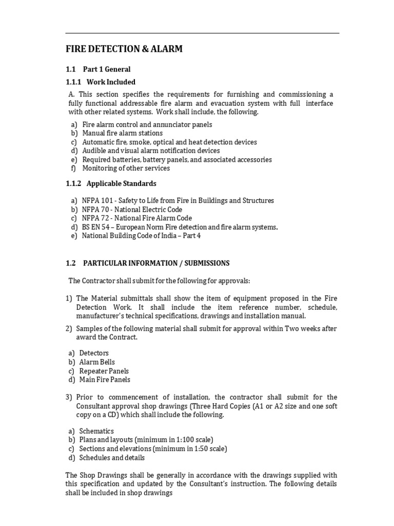 Fire Alarm System Specifications | PDF | Electrical Engineering ...