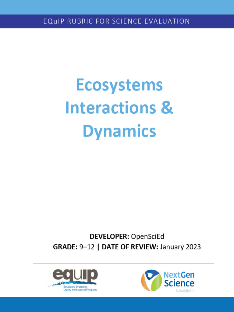 B1 Ecosystems Interactions and Dynamics EQuIP Report - February - 2023 ...