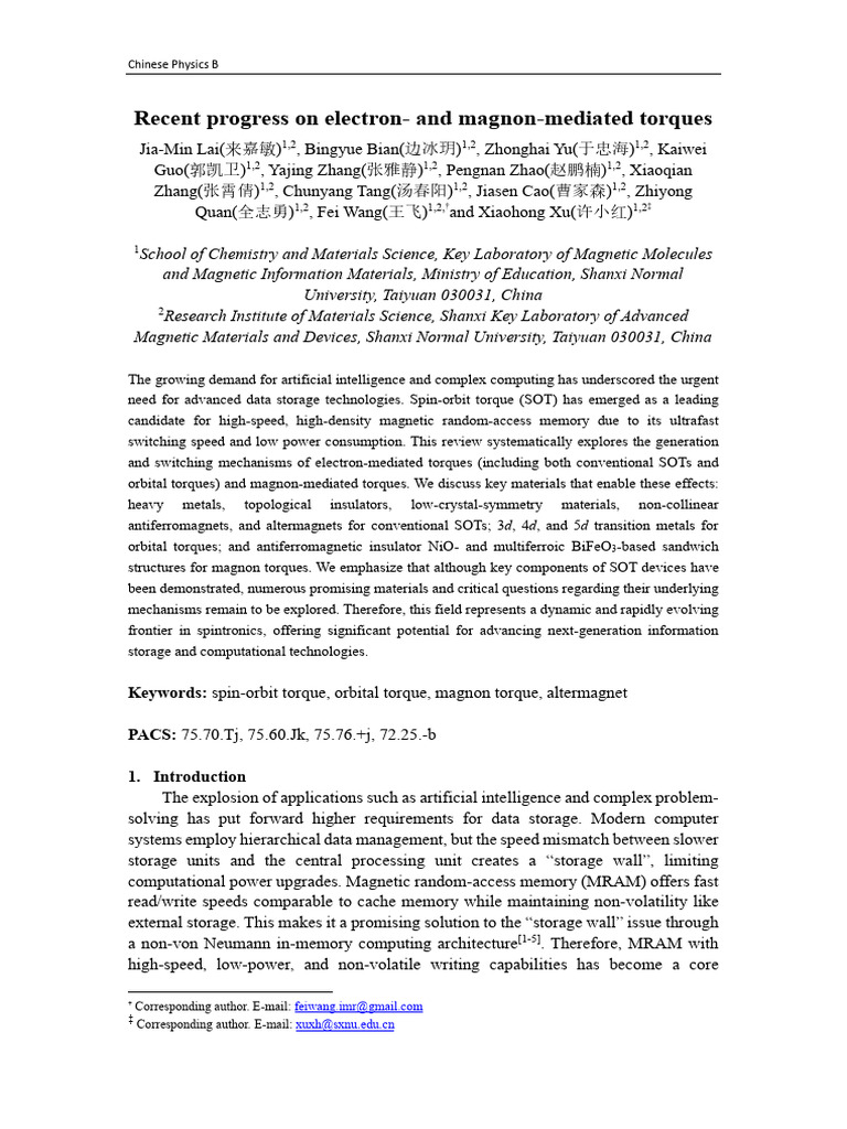 Recent Progress On Electron - and Magnon-Mediated Torques | PDF | Spin ...