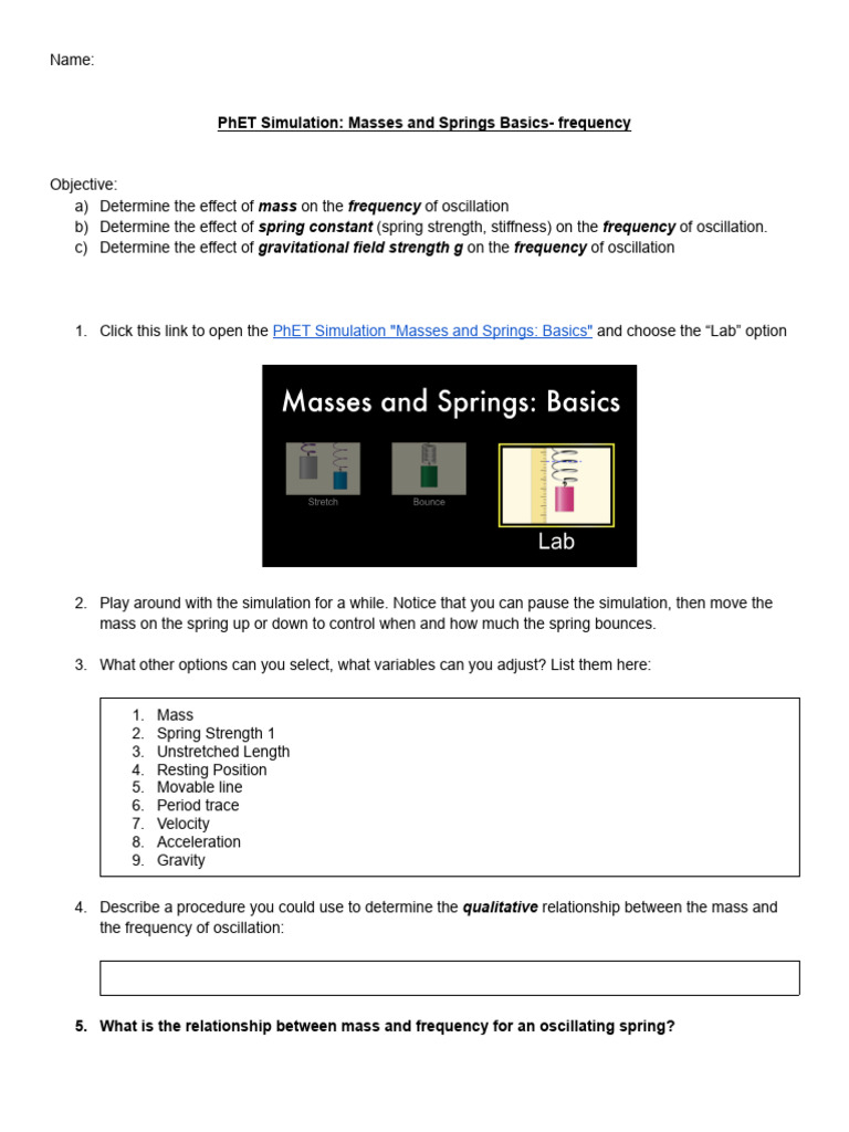 Copia de PhET- Masses and Springs Basics- Frequency | PDF