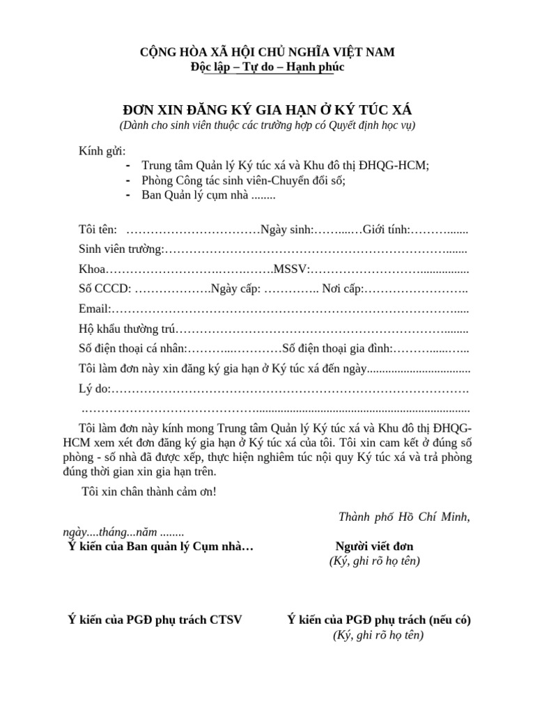 6. Don Xin Gia Han o Ktx Co Quyet Dinh Hoc Vu | PDF