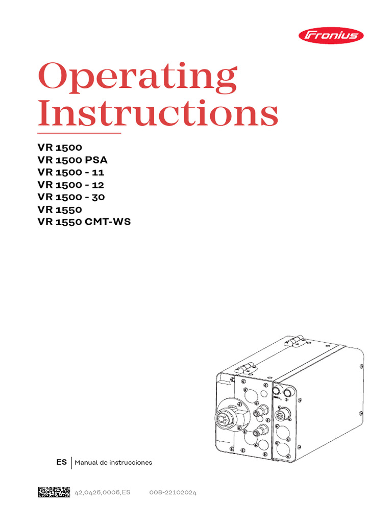Fronius VR 1500 | PDF | Soldadura | Construcción