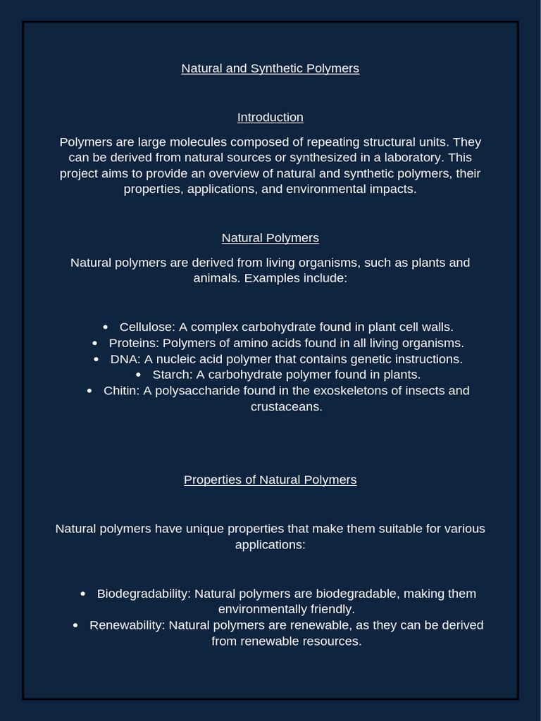 Natural and Synthetic Polymers | PDF | Biopolymer | Biodegradation