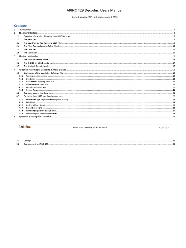 ARINC 429 Decoder_Users Manual | PDF | Binary Coded Decimal | Bit