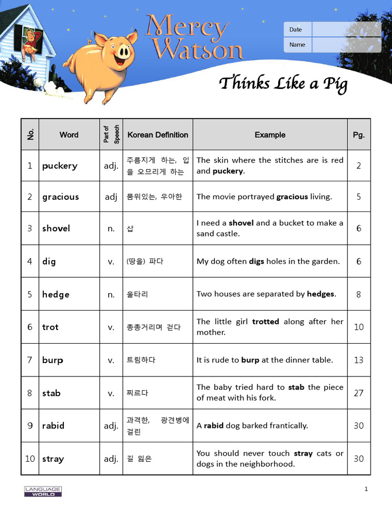 5-2 Mercy Watson Thinks Like A Pig - WL | PDF | Domesticated Animals ...