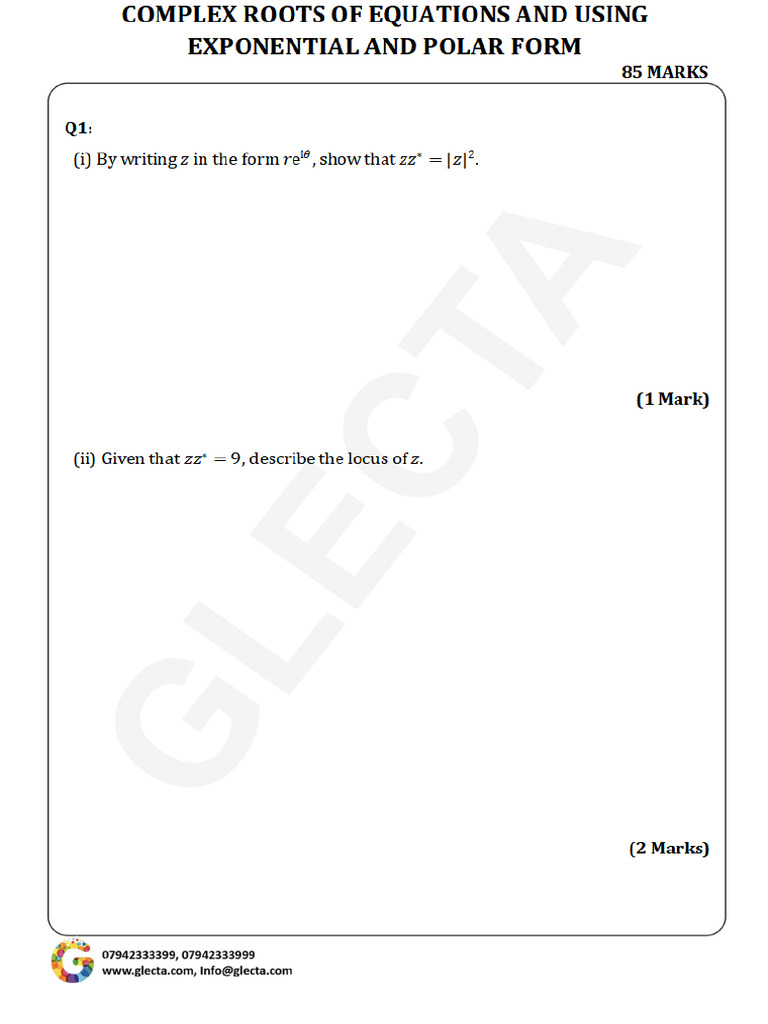 Alevel - Y13 - Maths - Complex Roots of Equations and Using Exponential ...