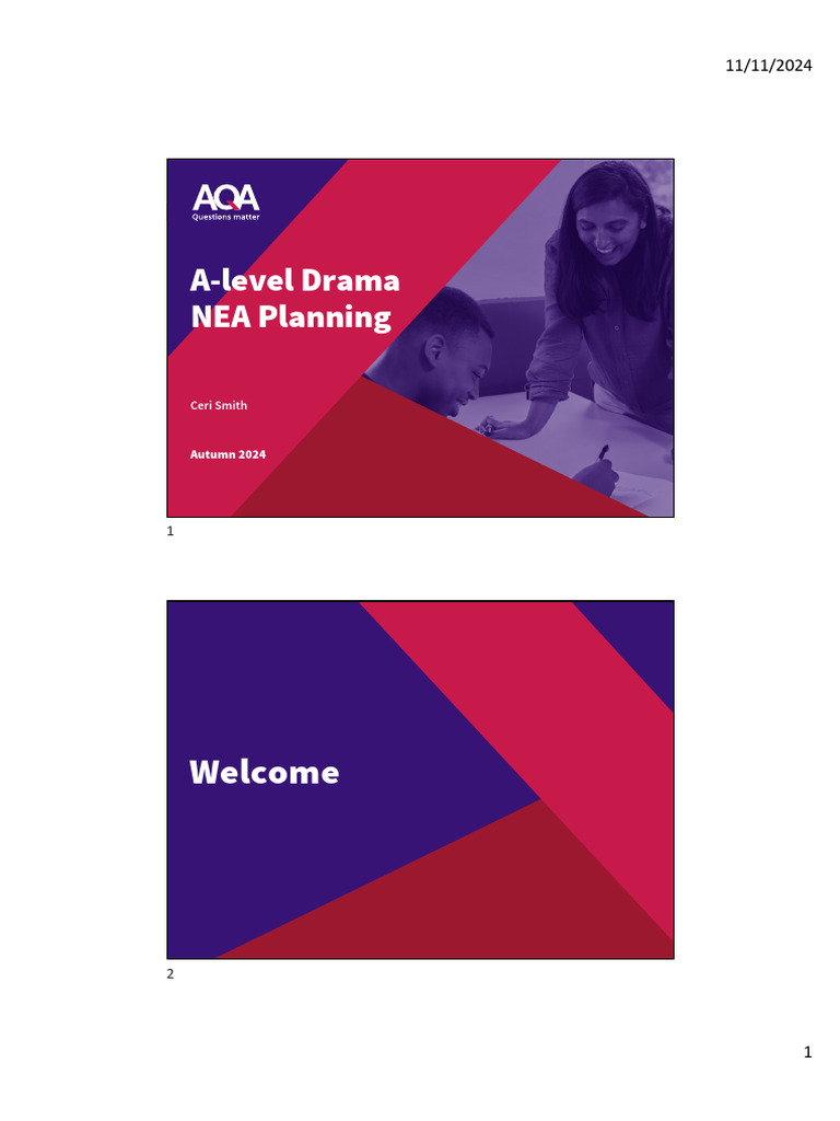 A-Level Drama and Theatre NEA Planning Component 2 and 3 - Presentation ...