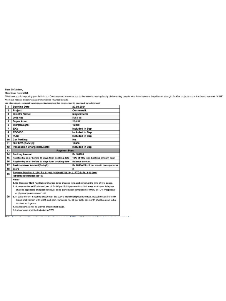 Cost Sheet Mayuri Sheet | PDF