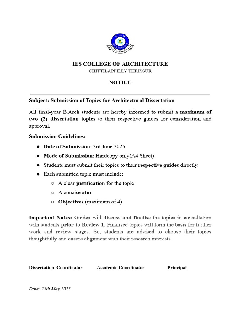 Dissertation Topic Submission Notice | PDF