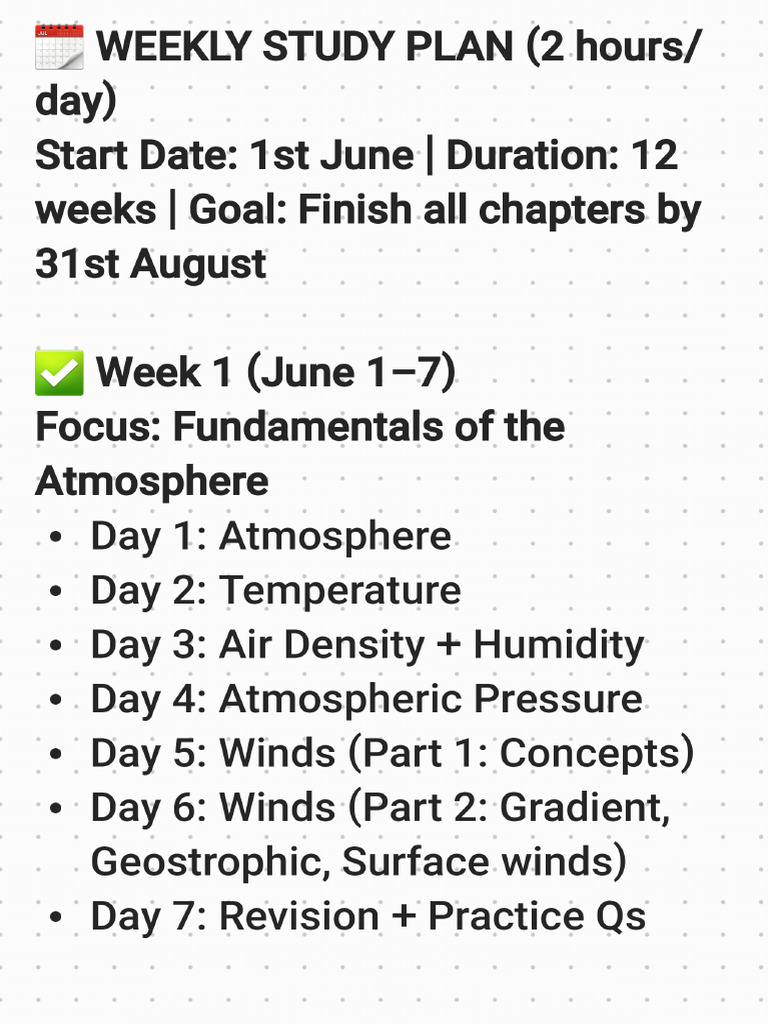 Meteorology Study Plan | PDF