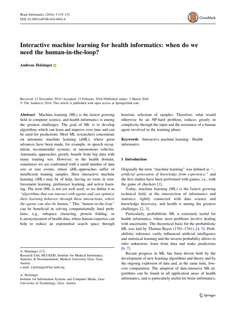 Interactive Machine Learning For Health Informatics | PDF | Machine Learning | Cluster Analysis