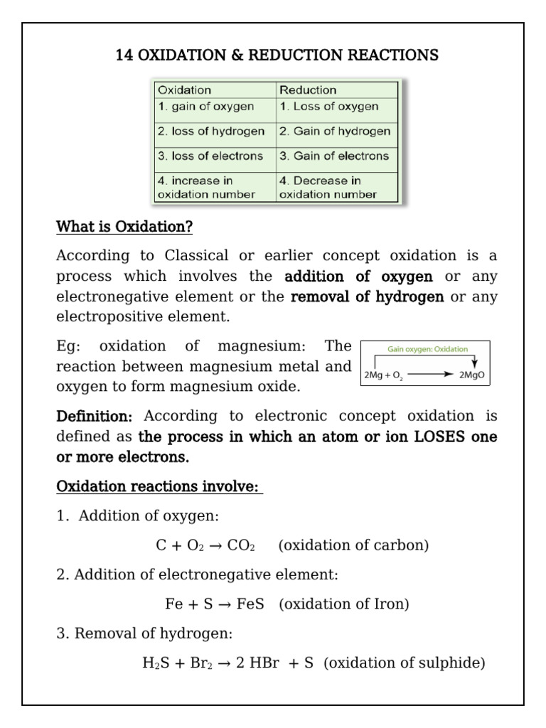 14 Oxidation Reduction Reaction | PDF | Redox | Chemical Reactions