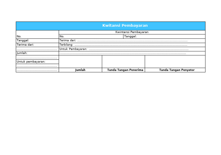 Template Kwitansi Pembayaran Kosong | PDF