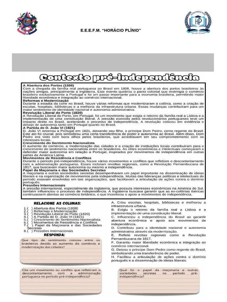 1 Independência Do Brasil e o Primeiro Reinado | PDF | Independência ...