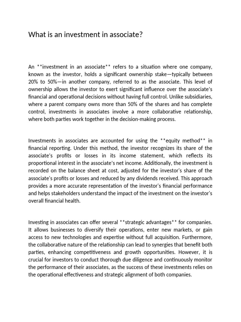 9what Is An Investment in Associate | PDF