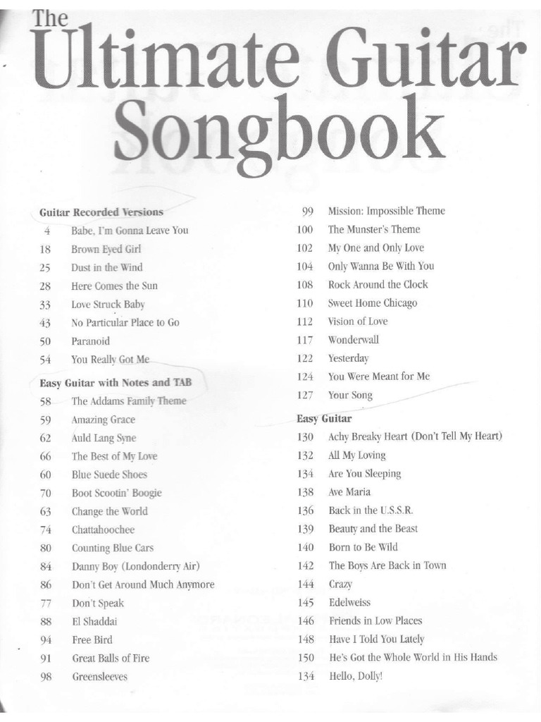 Ultimate Guitar Songbook The 110 Songs 1 | PDF