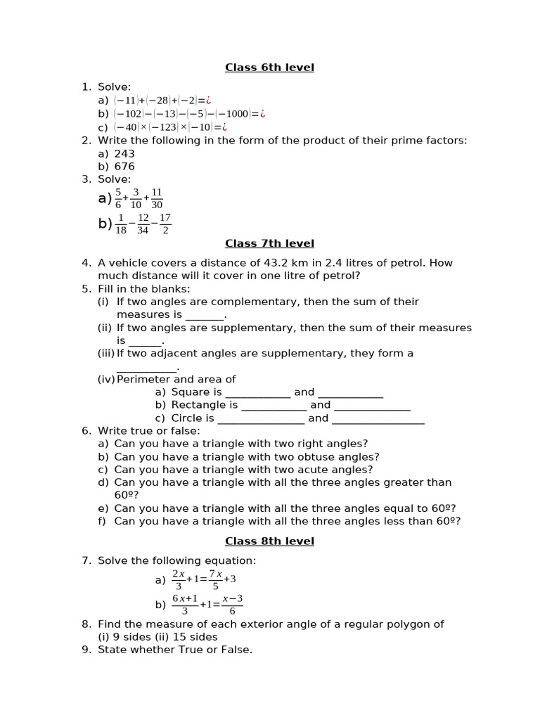 Basic Test For Class 9th | PDF | Area | Triangle