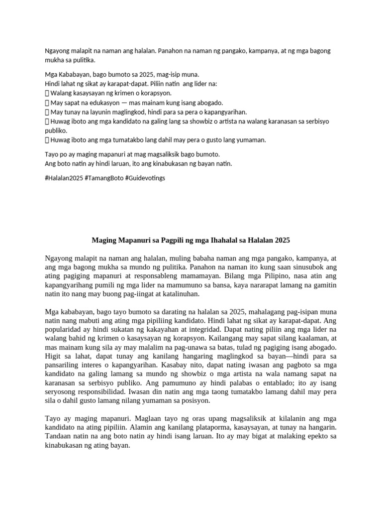 Ngayong Malapit Na Naman Ang Halalan | PDF