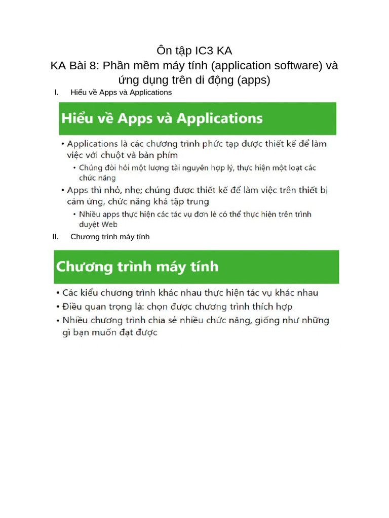 Ôn tập IC3 KA | PDF