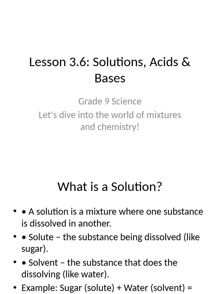 Lesson 3 6 Solutions Acids Bases | PDF | Sodium Hydroxide | Ph
