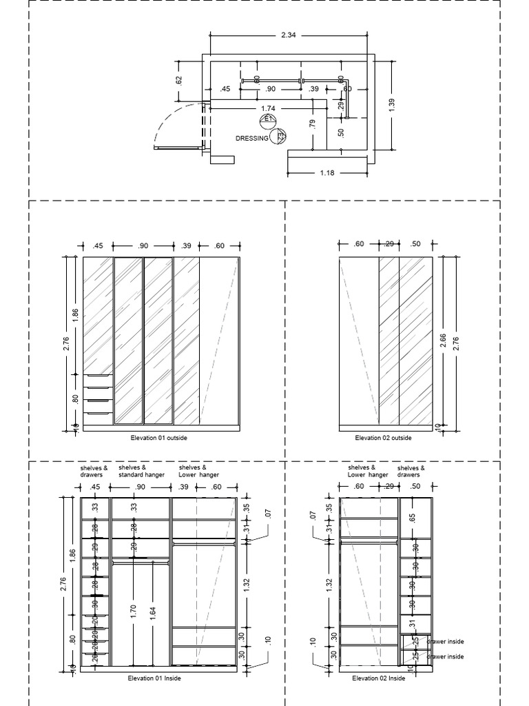 Dressing Room Shelves and Drawers Layout | PDF