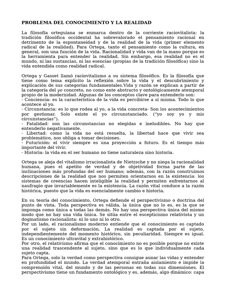 Problema Del Conocimiento | PDF | Realidad | Verdad