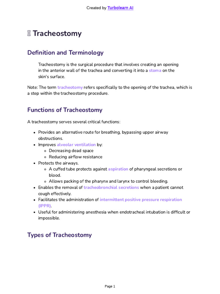 Tracheostomy: Definition and Terminology | PDF | Larynx | Respiratory ...