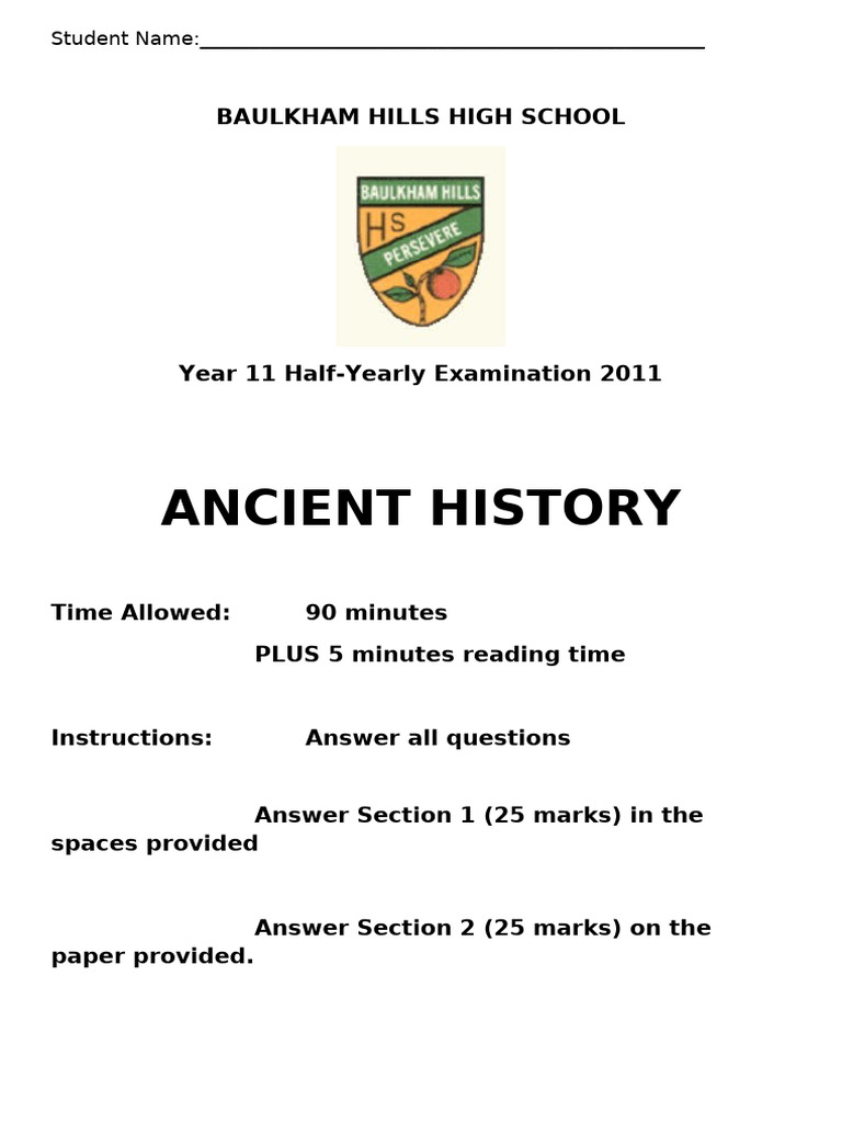 Year 11 Ancient History Exam Guide | PDF