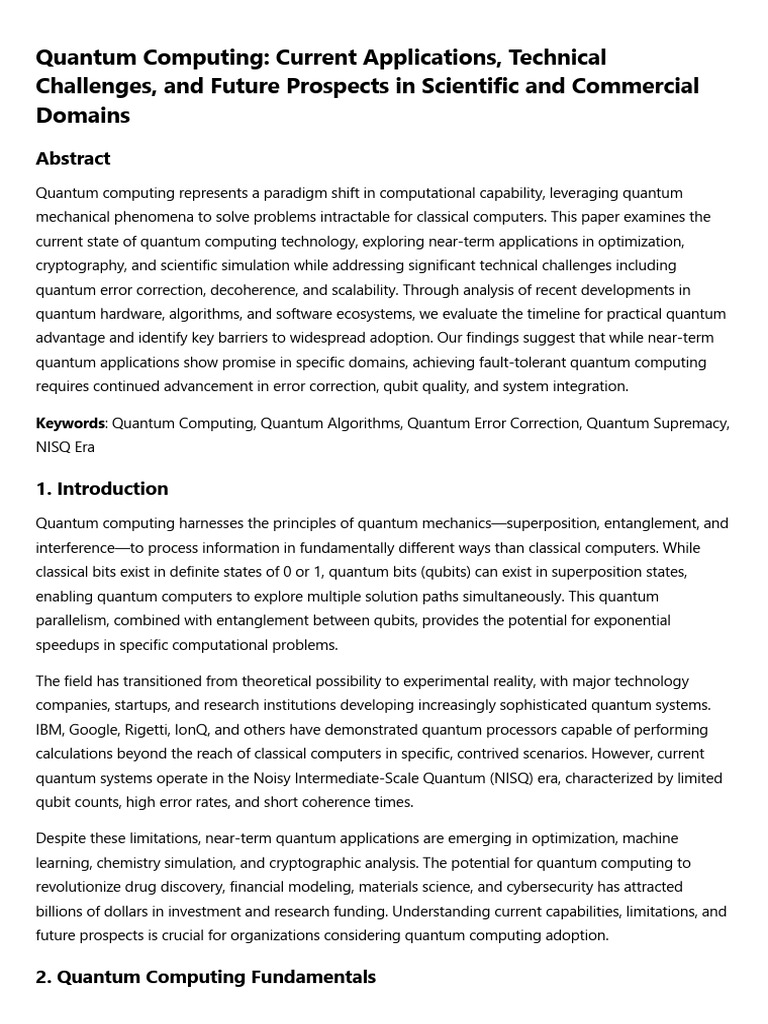 Quantum Computing Applications And Challenges Pdf Quantum Computing Theoretical Physics