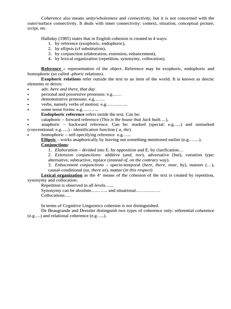 Understanding Cohesion in English Texts | PDF