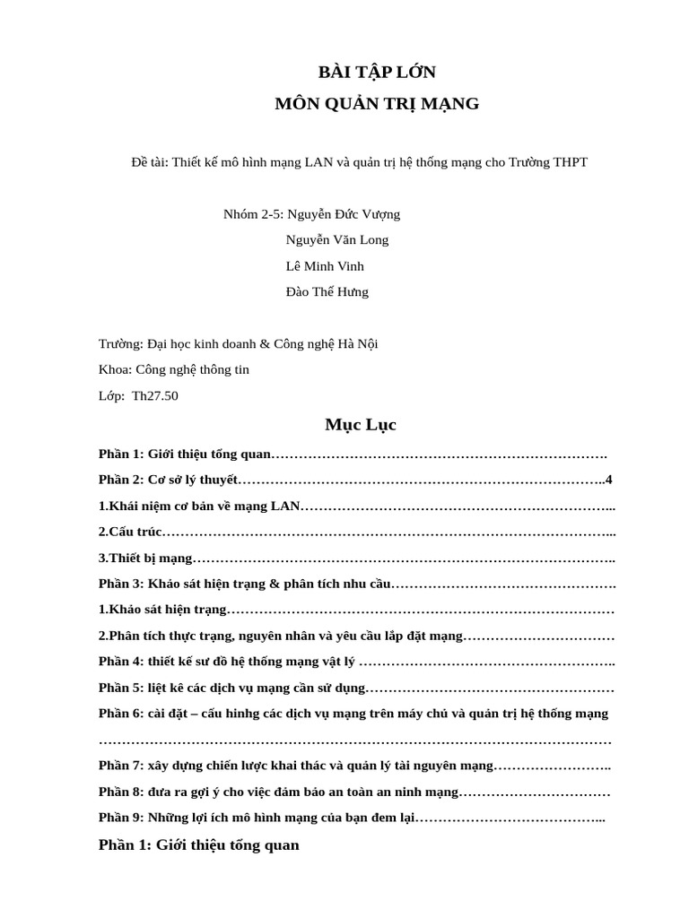 BaiTapLon quanTriMang | PDF