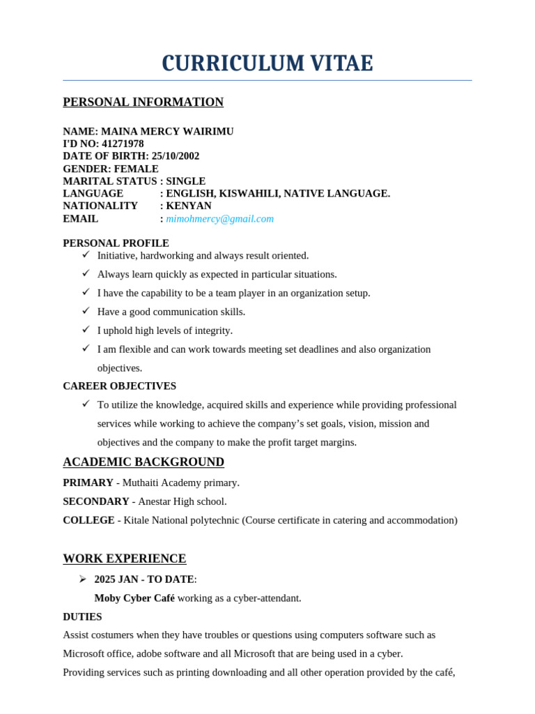 Curriculumvitae For Akisa | PDF