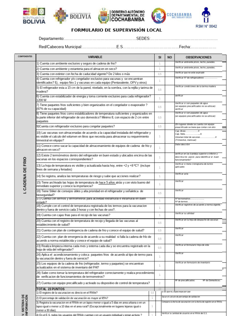 Formulario de Supervision Local Pai 2024 Logo Sedes | PDF | Vacunas ...