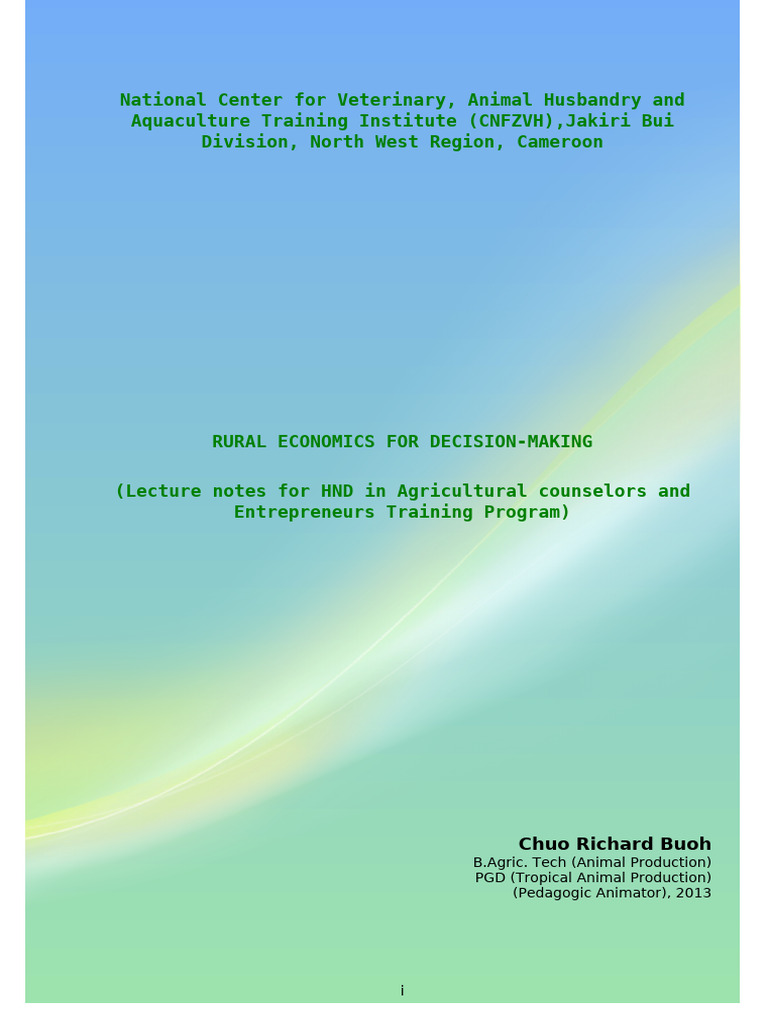 Rural Economics for Decision-making | PDF | Labour Economics | Economics